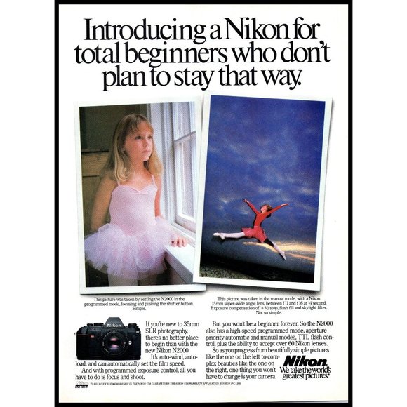 Nikon | Art | 985 Nikon N200 Slr Camera Vintage Print Ad Film ...
